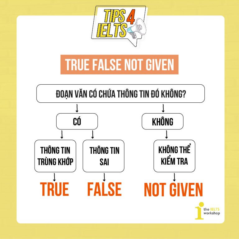 3 bước làm bài True False Not Given không bao giờ sai