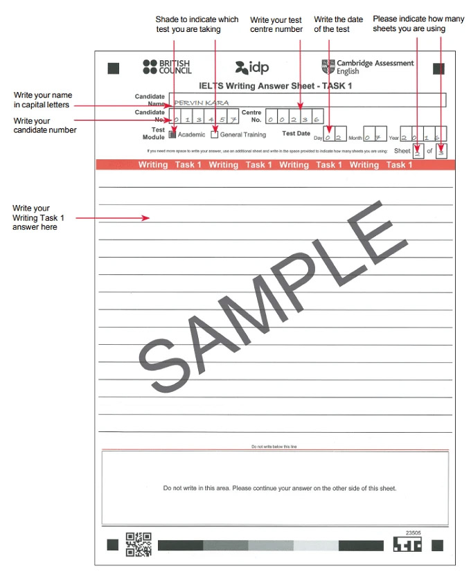 Ielts Writing Task 1 Answer Sheet Front Ielts Writing Ielts Vrogue