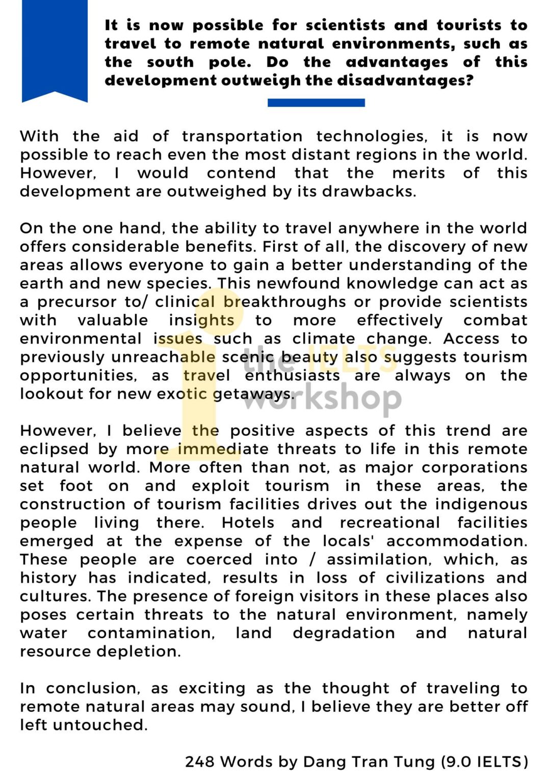 Giải đề Remote Natural Environments IELTS Writing Task 2