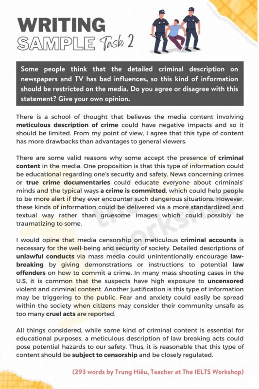 The detailed criminal description on newspapers | IELTS Writing Task 2