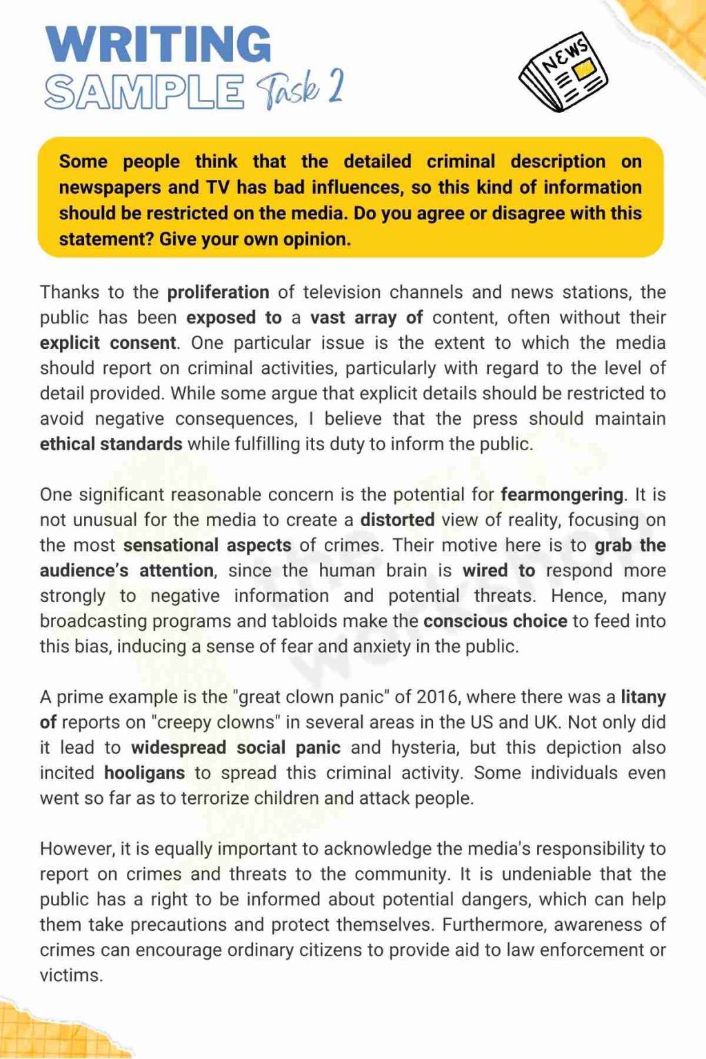 The detailed criminal description on newspapers | IELTS Writing Task 2