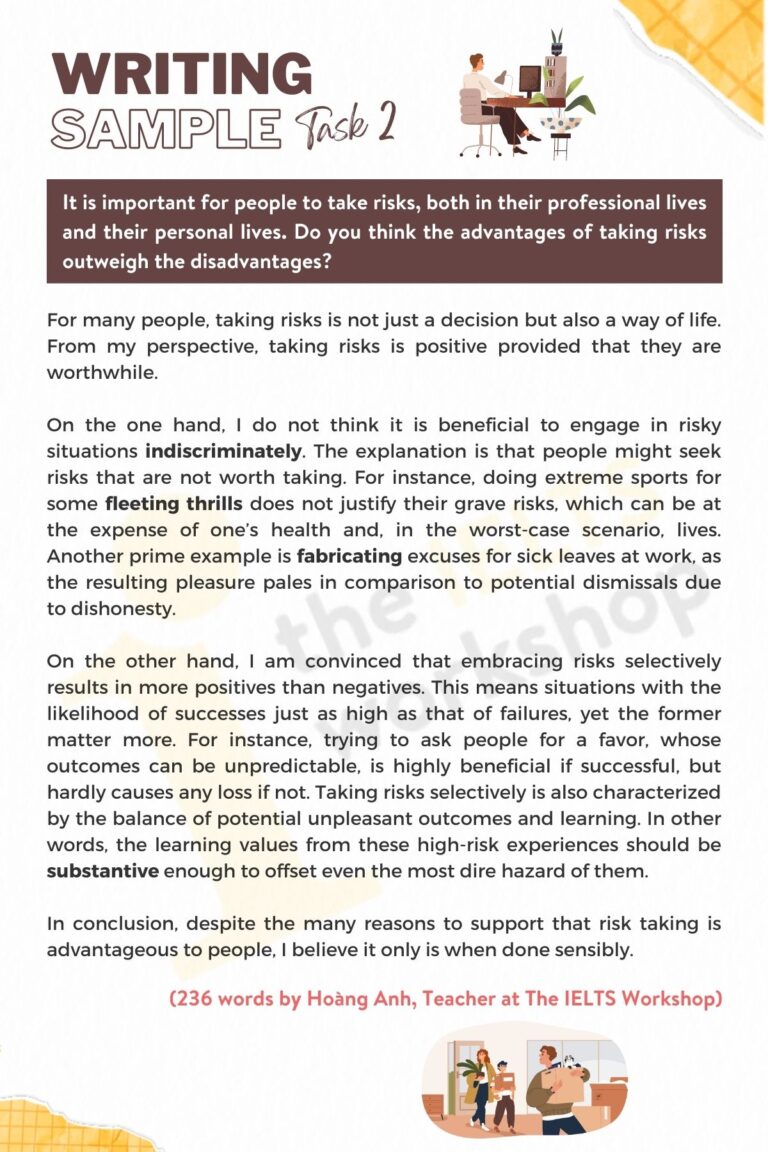Sample Writing Task 2: It is important for people to take risks