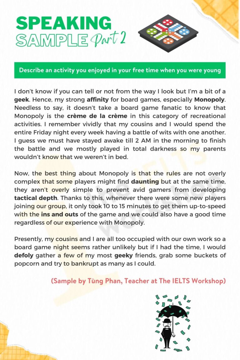 Bài mẫu: Describe an activity you enjoyed in your free time