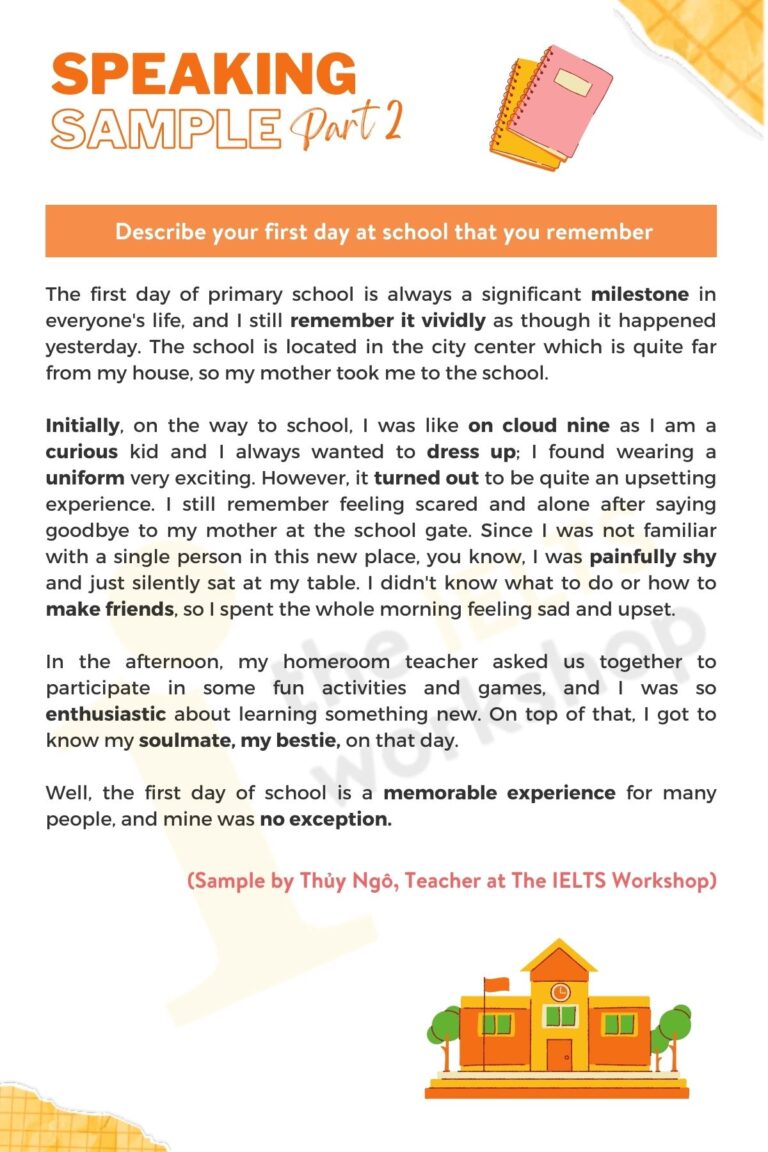 Describe your first day at school | Bài mẫu IELTS Speaking Part 2 - THE ...