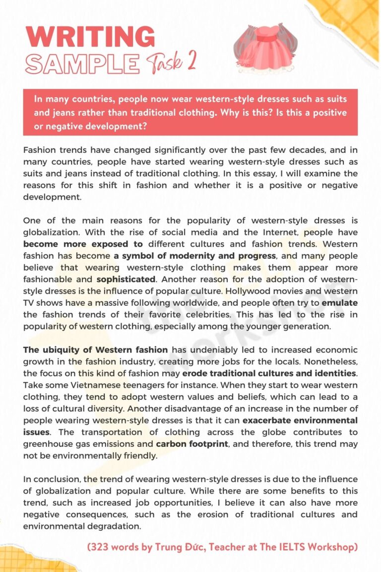 Bài mẫu IELTS Writing Task 2: Western-style dresses - THE IELTS WORKSHOP