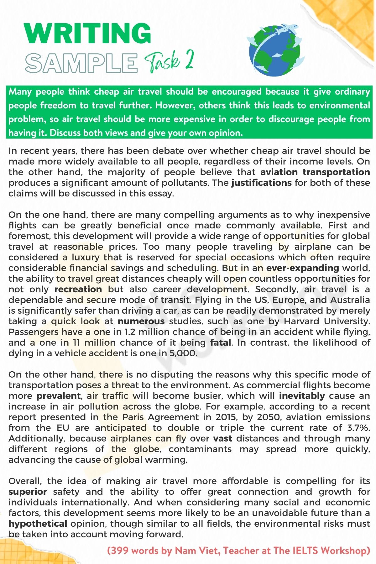 Giải đề IELTS Writing Task 2: Air Travel