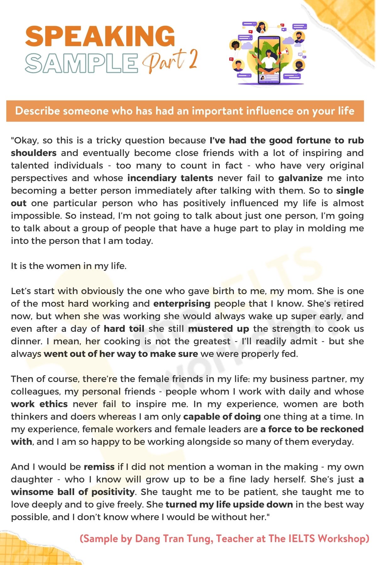 Describe someone who has had an important influence on your life ...