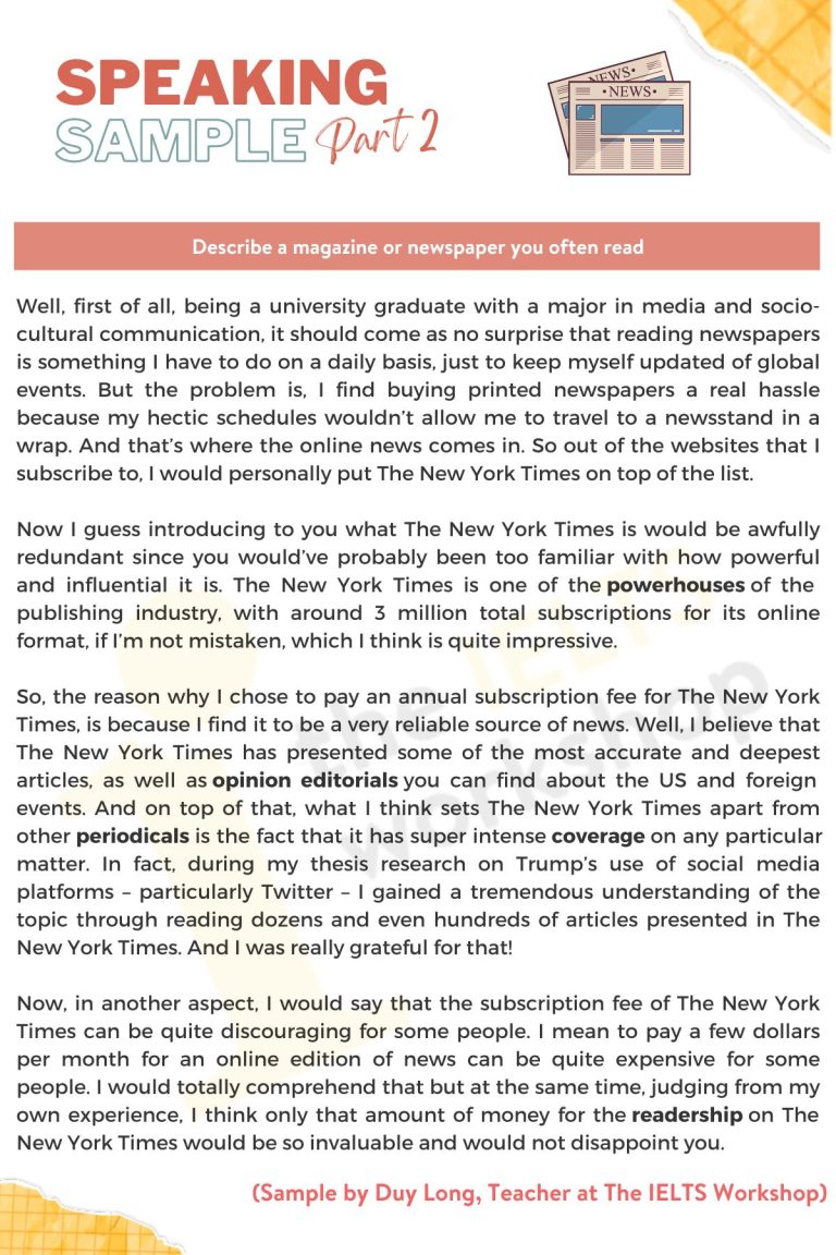 Describe a magazine or newspaper you often read | IELTS Speaking Part 2