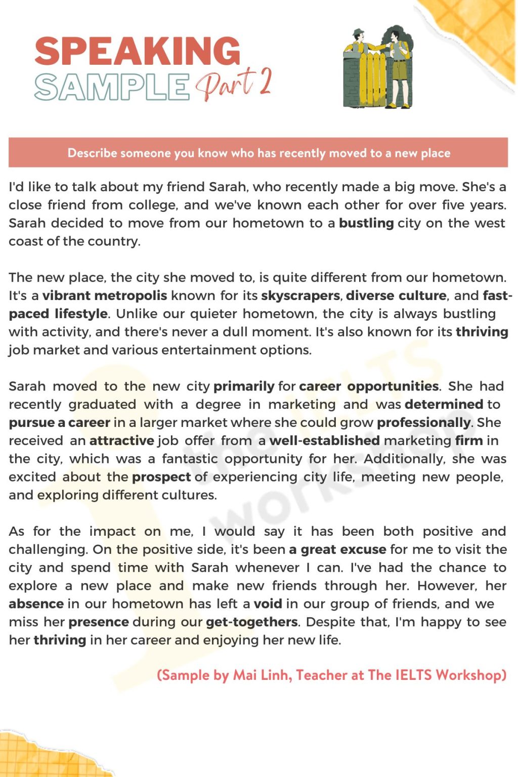 Describe someone you know who has recently moved to a new place | IELTS ...