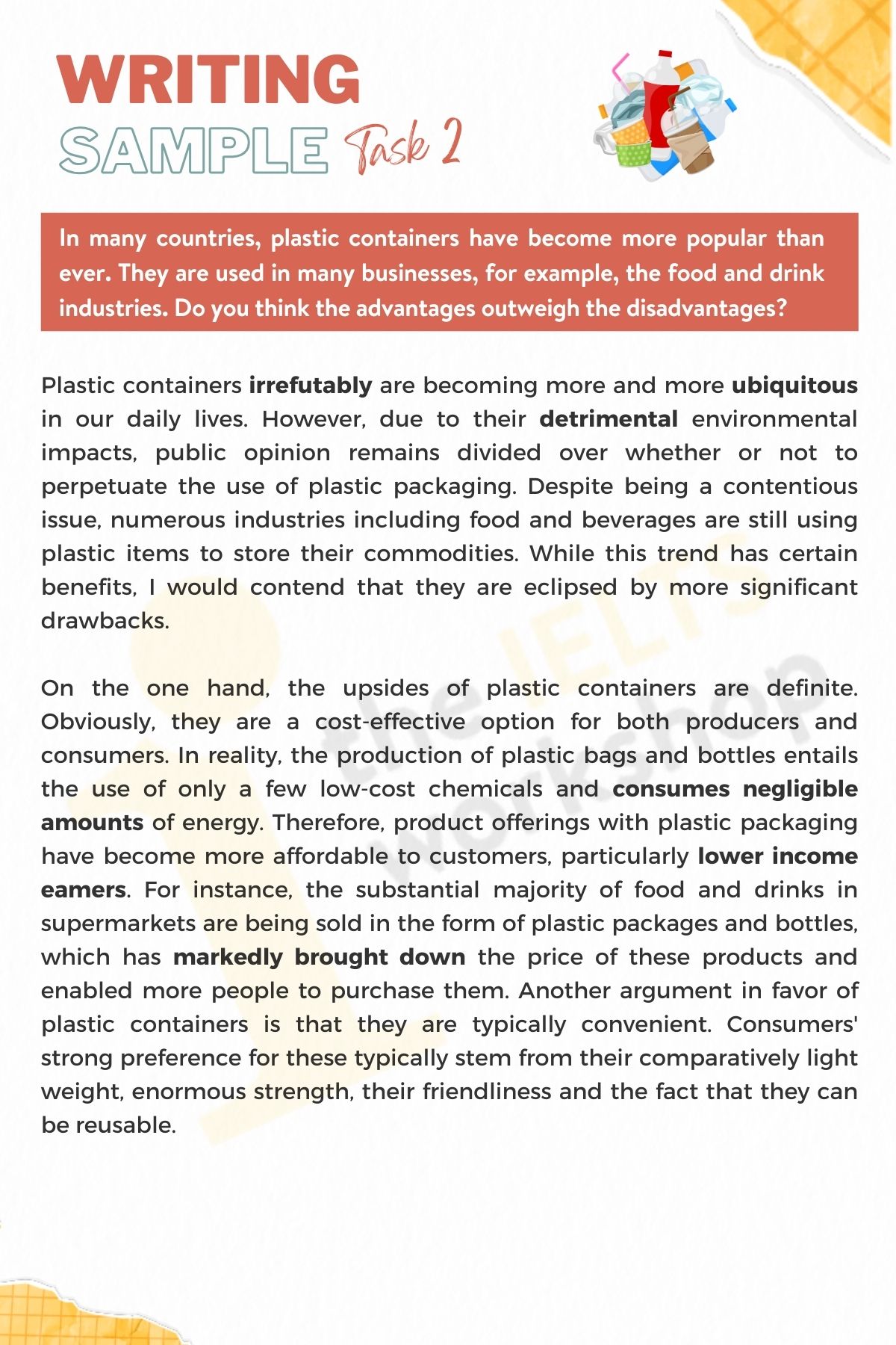 Giải đề IELTS Writing Task 2: Plastic containers have become more ...