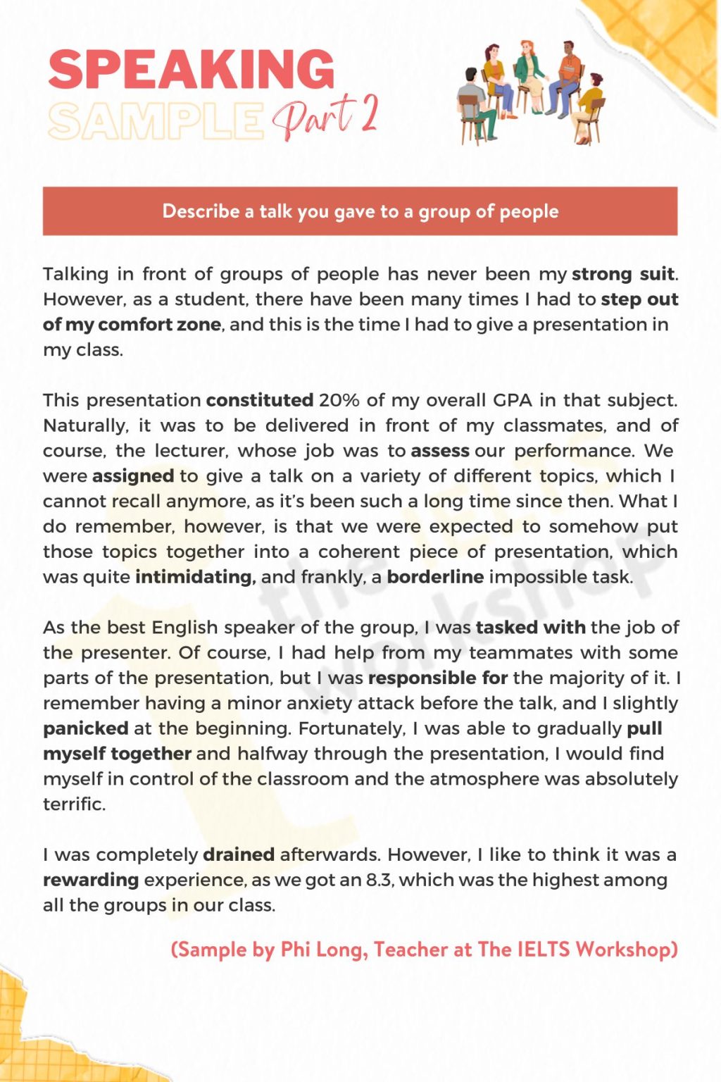 Describe a talk you gave to a group of people | IELTS Speaking Part 2 + 3
