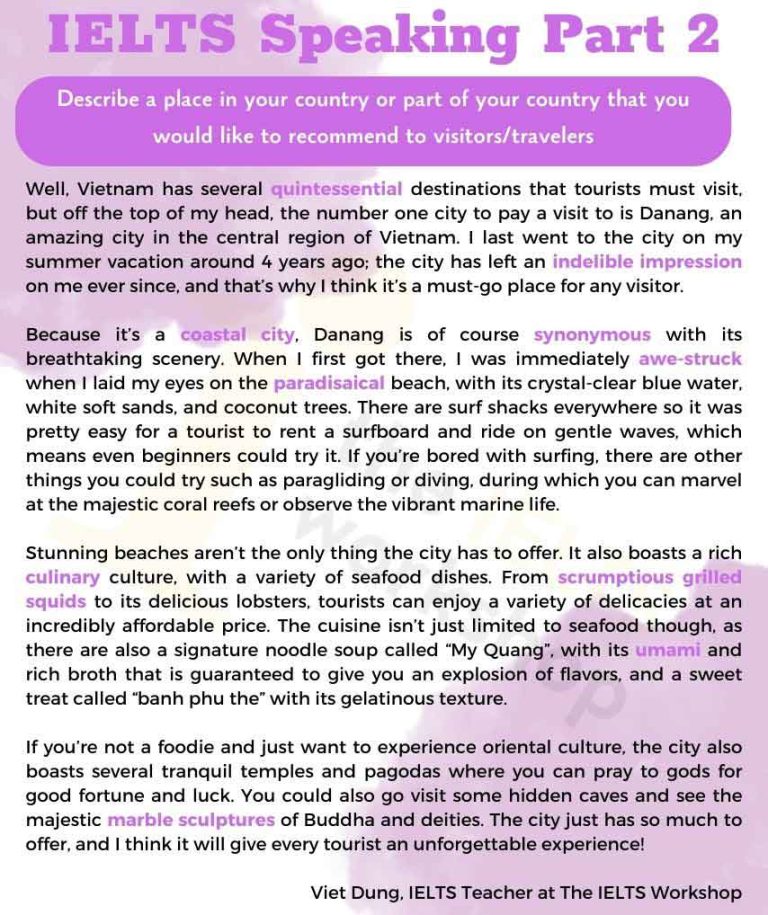 Describe a place in your country | IELTS Speaking Part 2+3