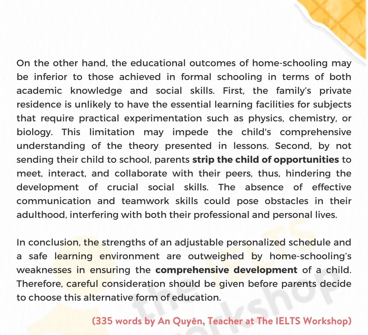 Home Schooling IELTS Writing Task 2: Bài mẫu và từ vựng