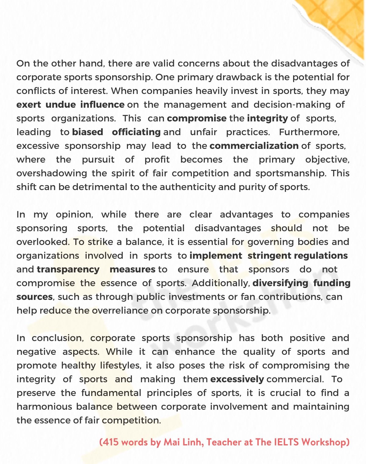 Bài mẫu và từ vựng chủ đề Sports IELTS Writing Task 2