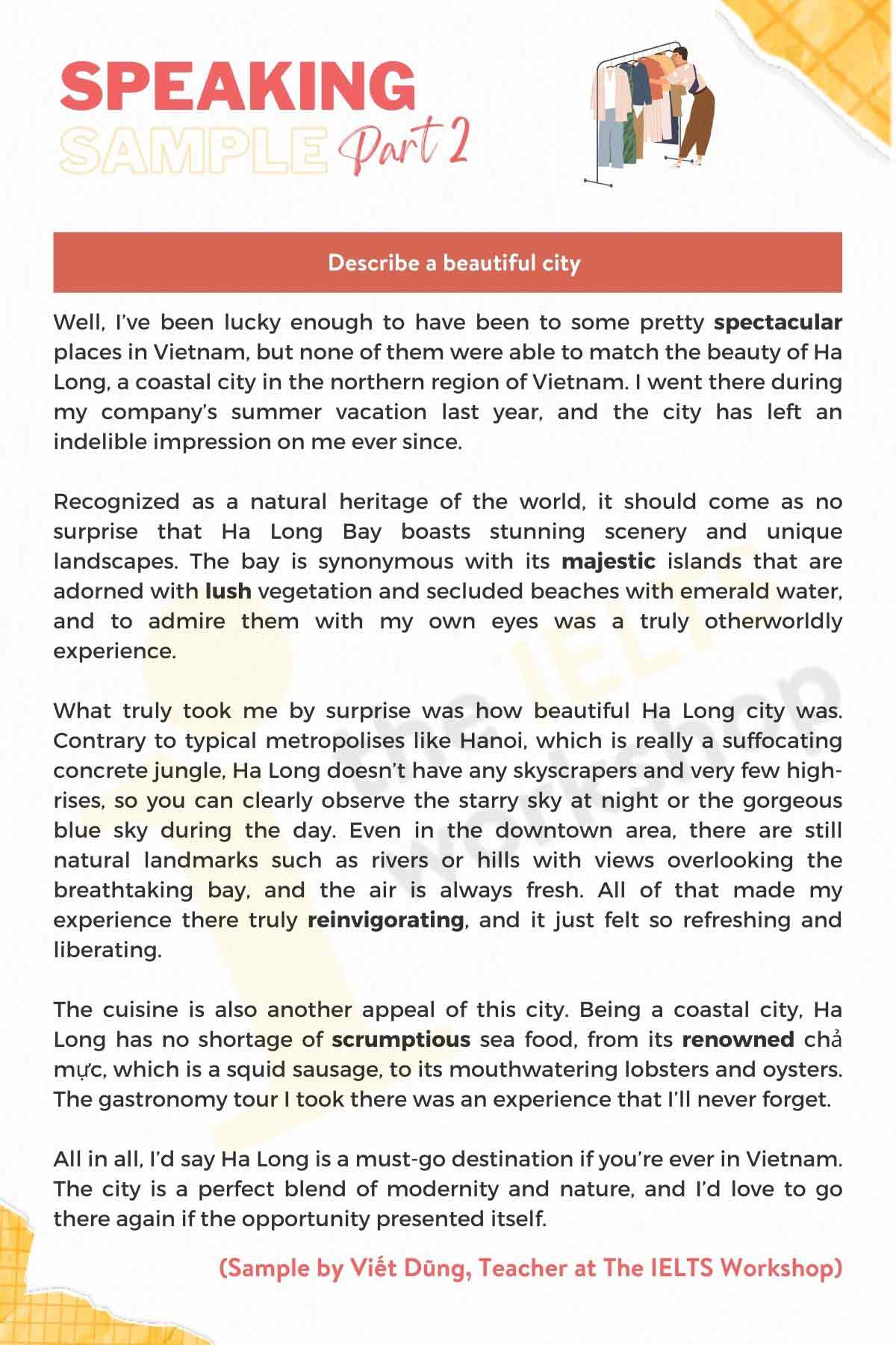 Describe a beautiful city | IELTS Speaking Part 2+3