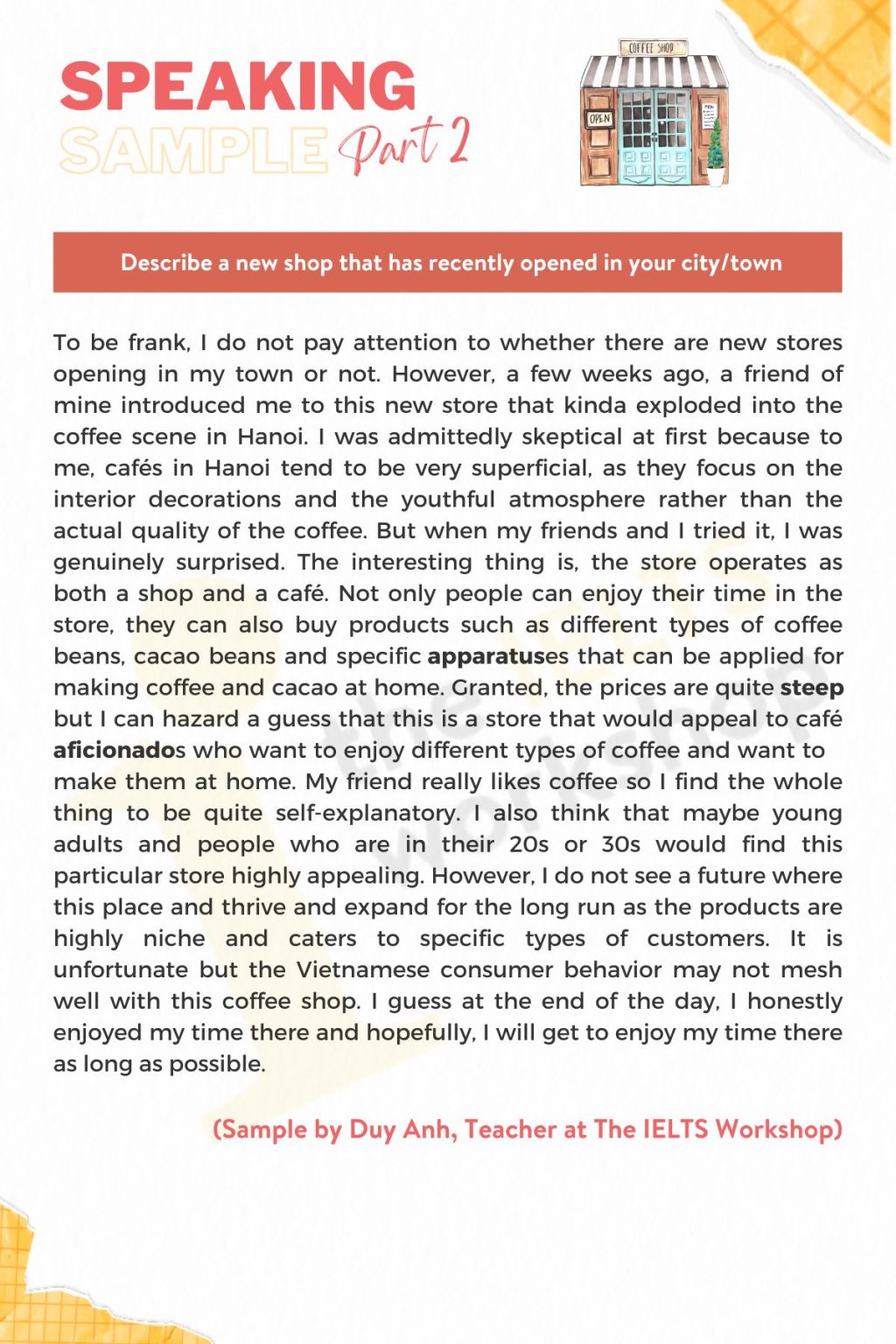 Describe a new shop that has recently opened in your city/town | IELTS ...
