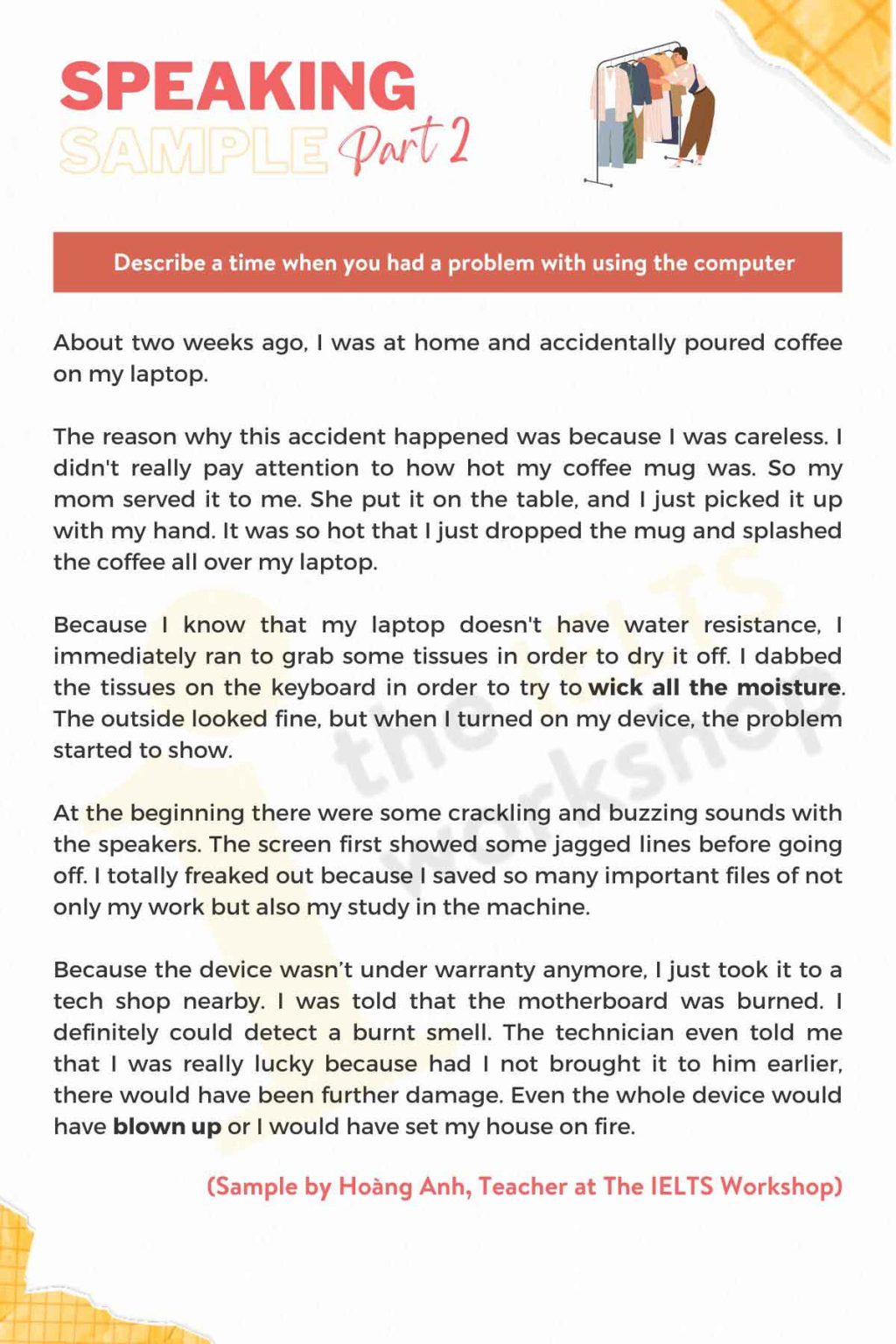 Describe a time when you had a problem with using the computer: Bài mẫu ...