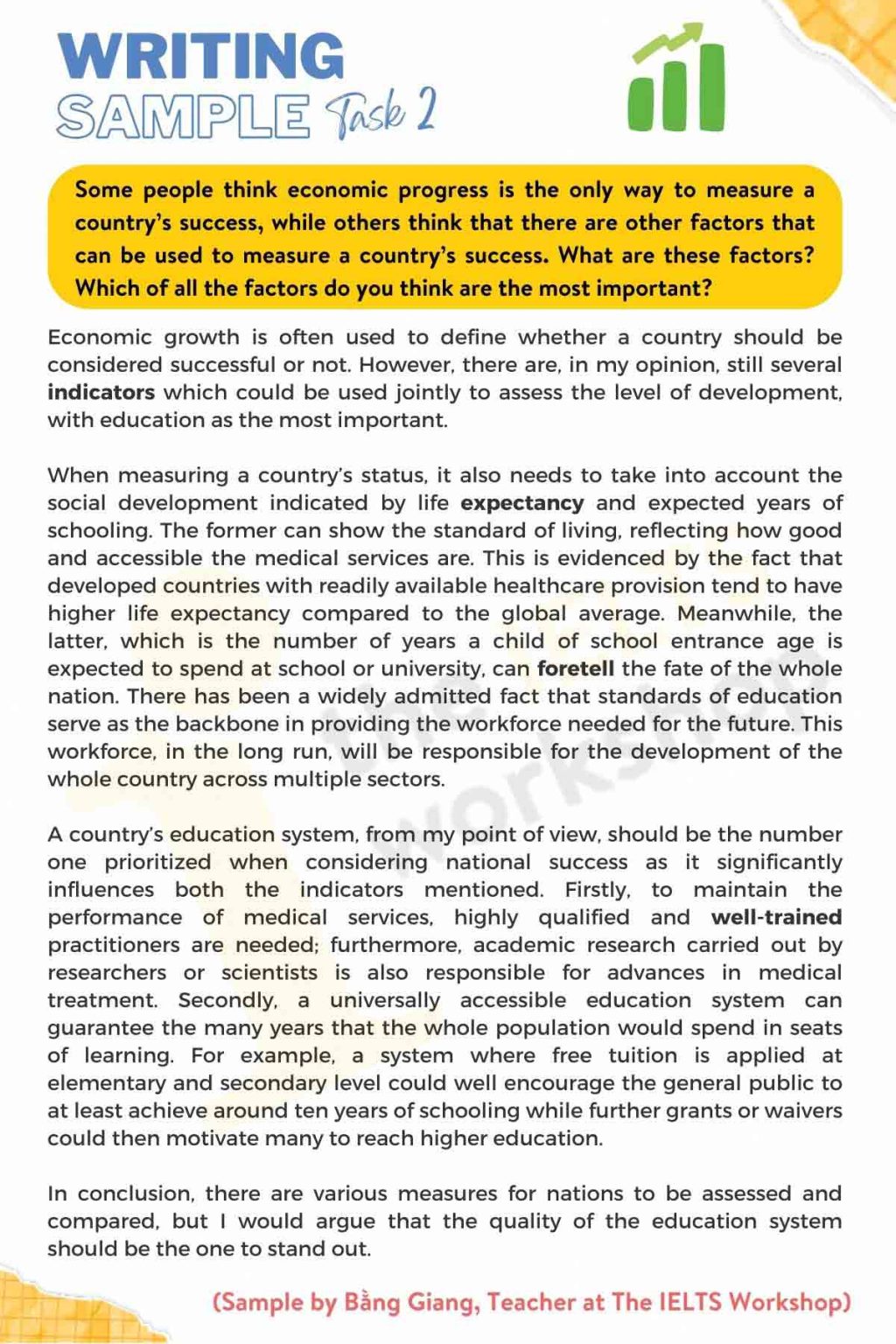 Bài mẫu Topic: Economic progress IELTS Writing Task 2