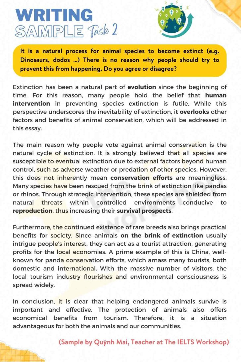 Bài mẫu topic: Extinction of Animals IELTS Writing Task 2