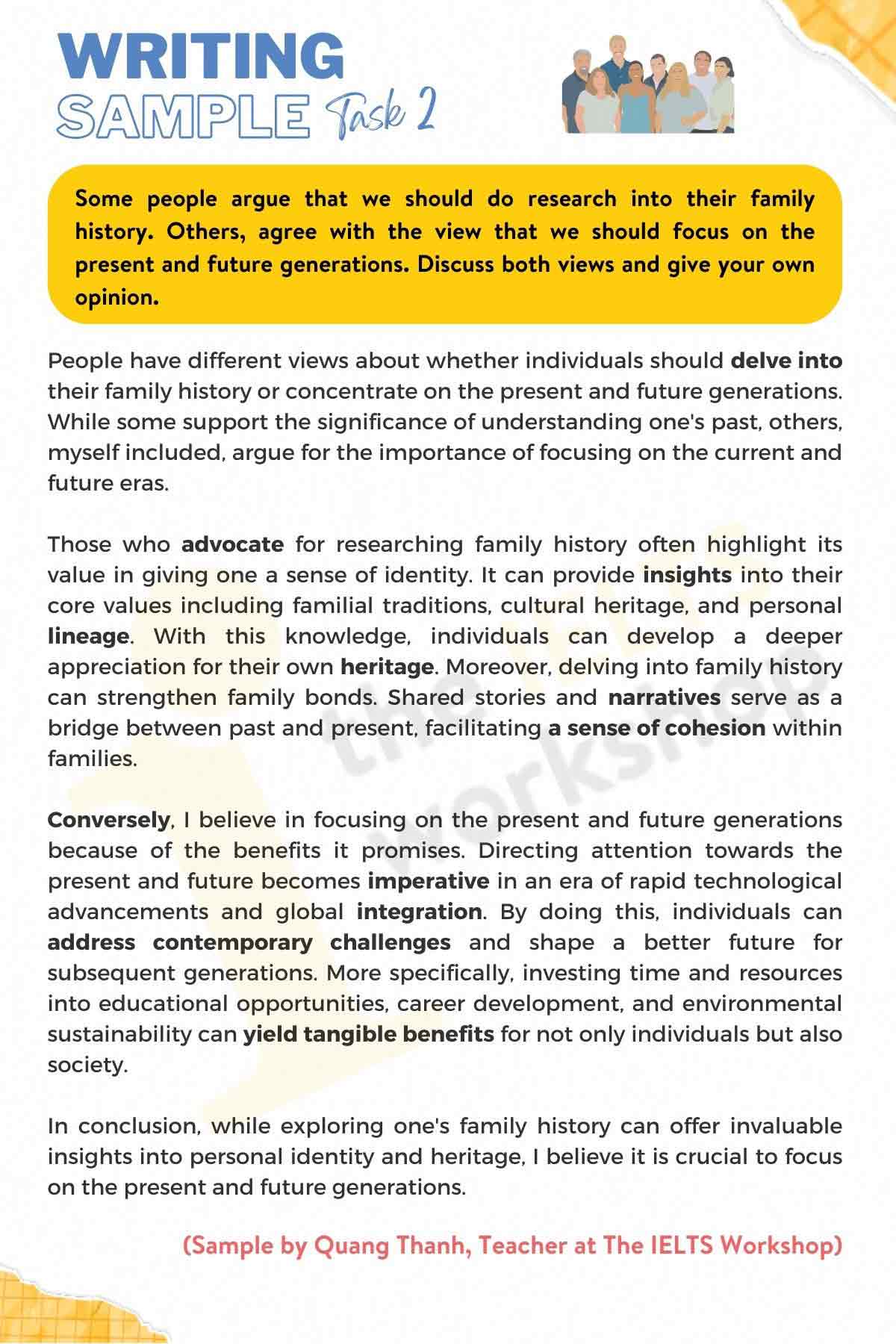 Bài mẫu Research Into Family History IELTS Writing Task 2