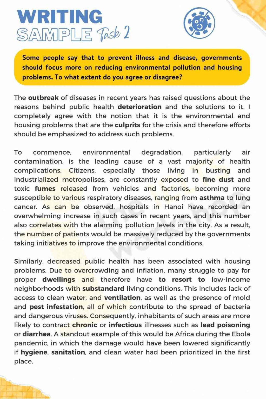 Topic: Prevent illness and disease IELTS Writing Task 2 | Bài mẫu, Từ vựng