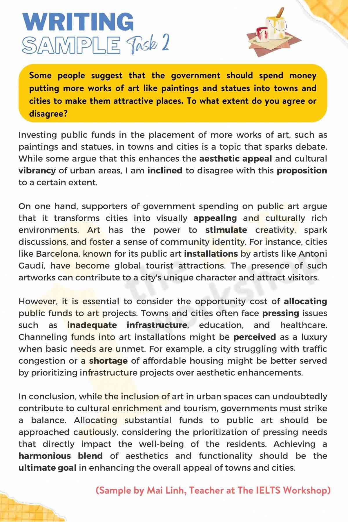 Public Art IELTS Writing Task 2 | Bài mẫu, Từ vựng