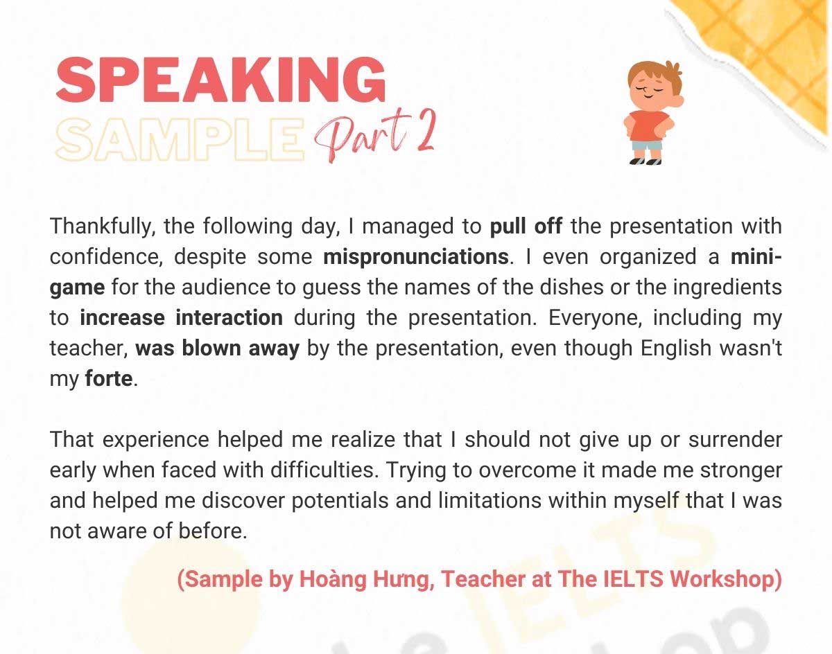 Bài mẫu: Describe a difficult task that you completed at work