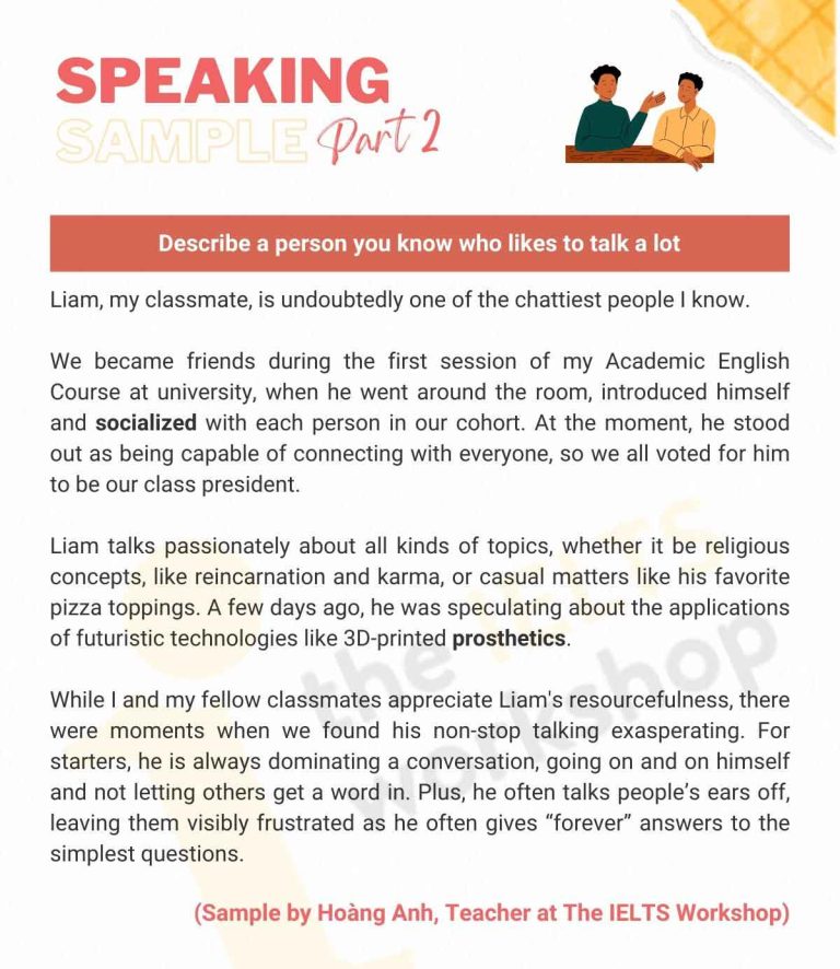 Topic: Describe a person you know who likes to talk a lot