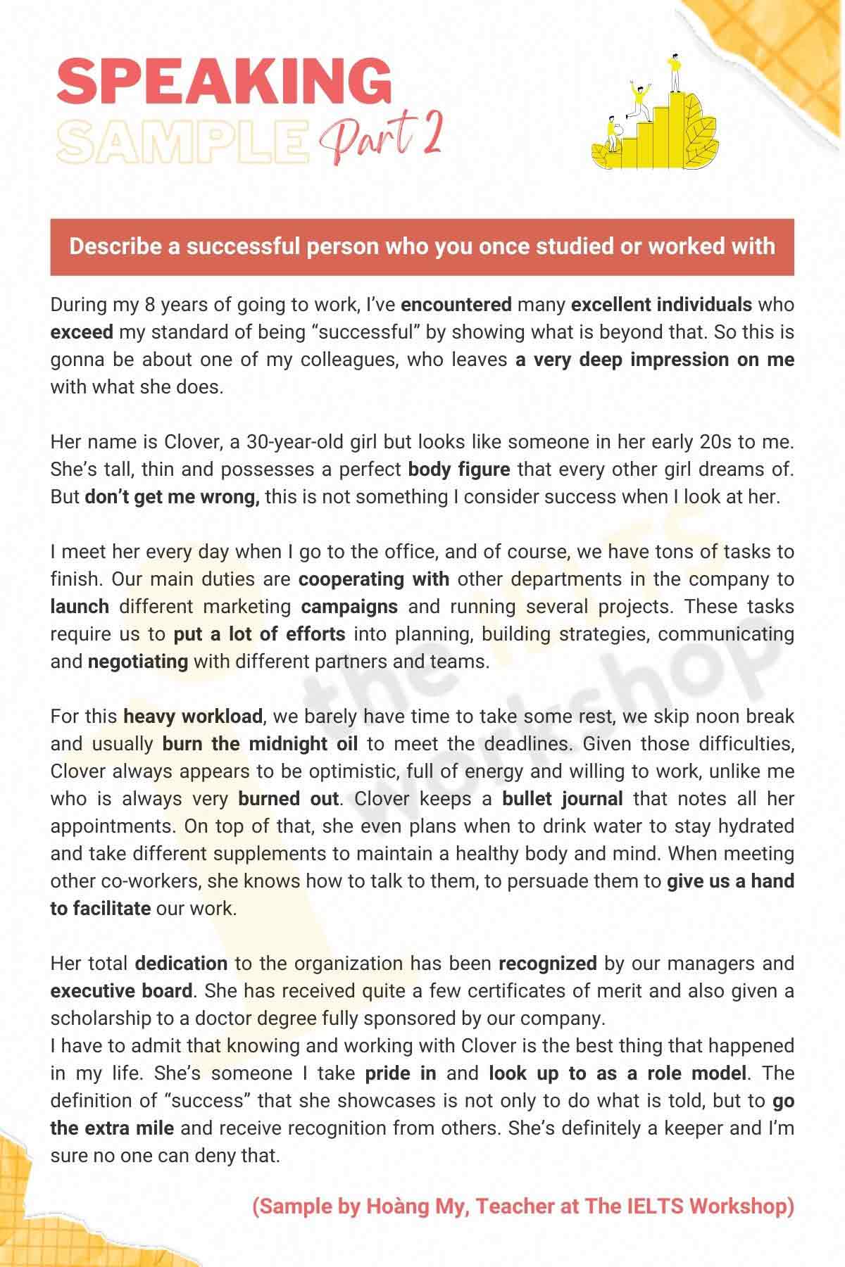 Describe a successful person who you once studied part 2