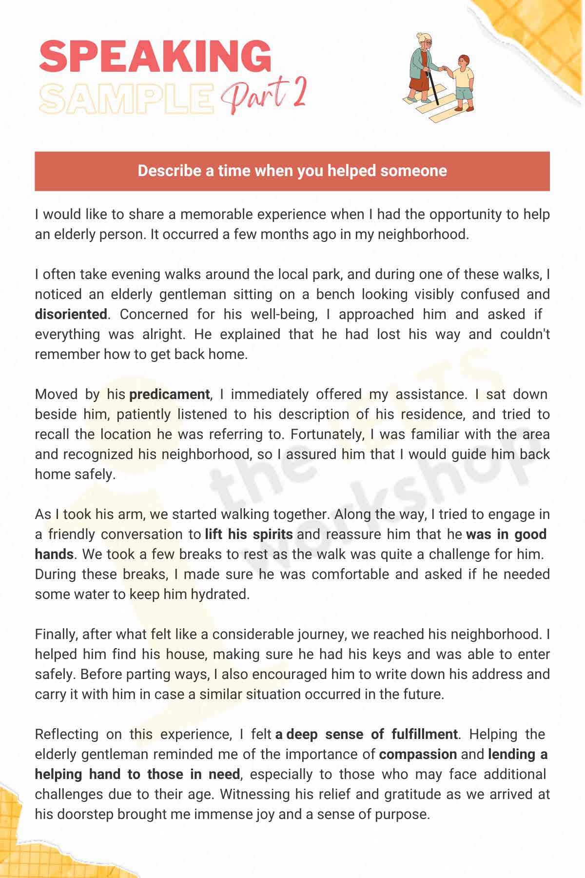 Describe a time when you helped someone - IELTS Speaking Part 2 + 3