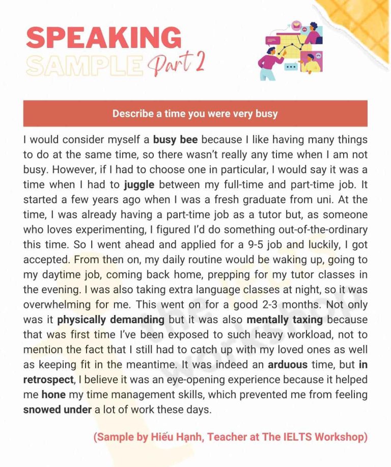 Describe a time you were very busy - Bài mẫu, Từ vựng
