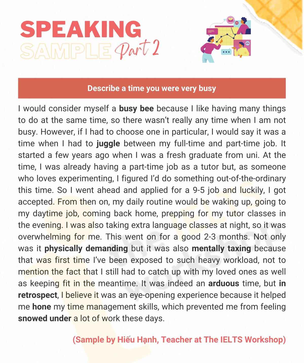 Describe a time you were very busy - Bài mẫu, Từ vựng
