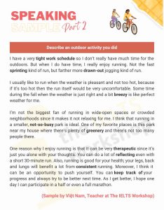 Topic: Describe an outdoor activity you did: Bài mẫu, từ vựng