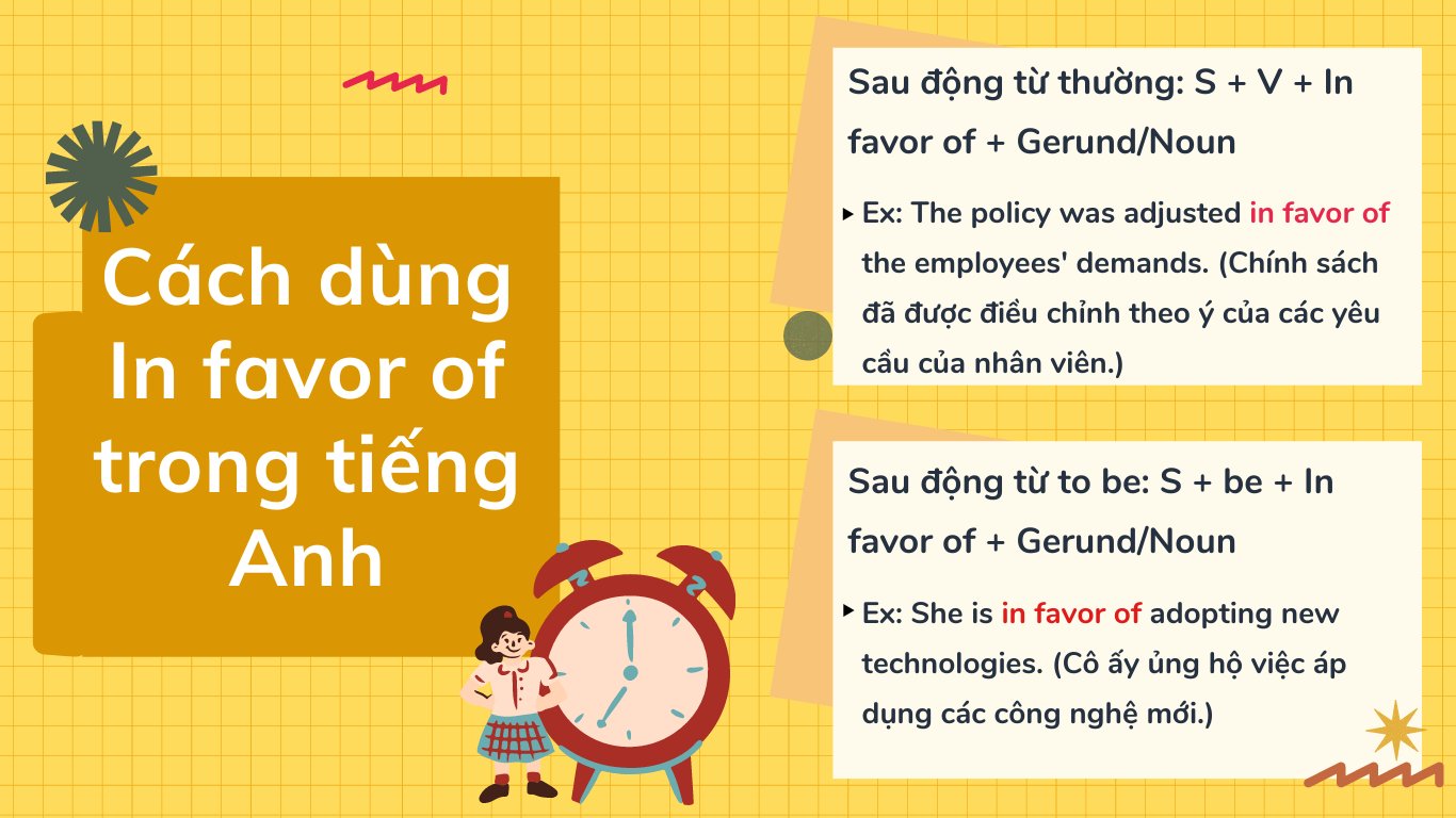 In favor of là gì? Cấu trúc In favor of, cách dùng và bài tập