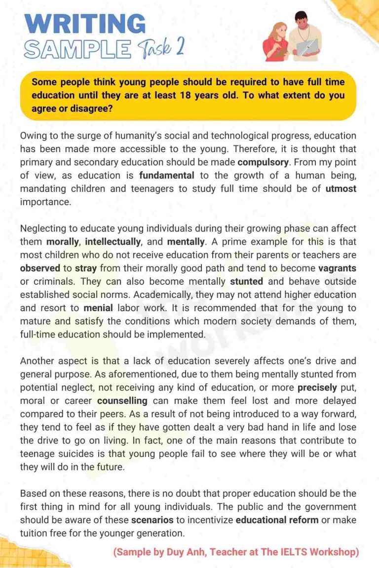 Giải đề: Young people should be required to have full time education