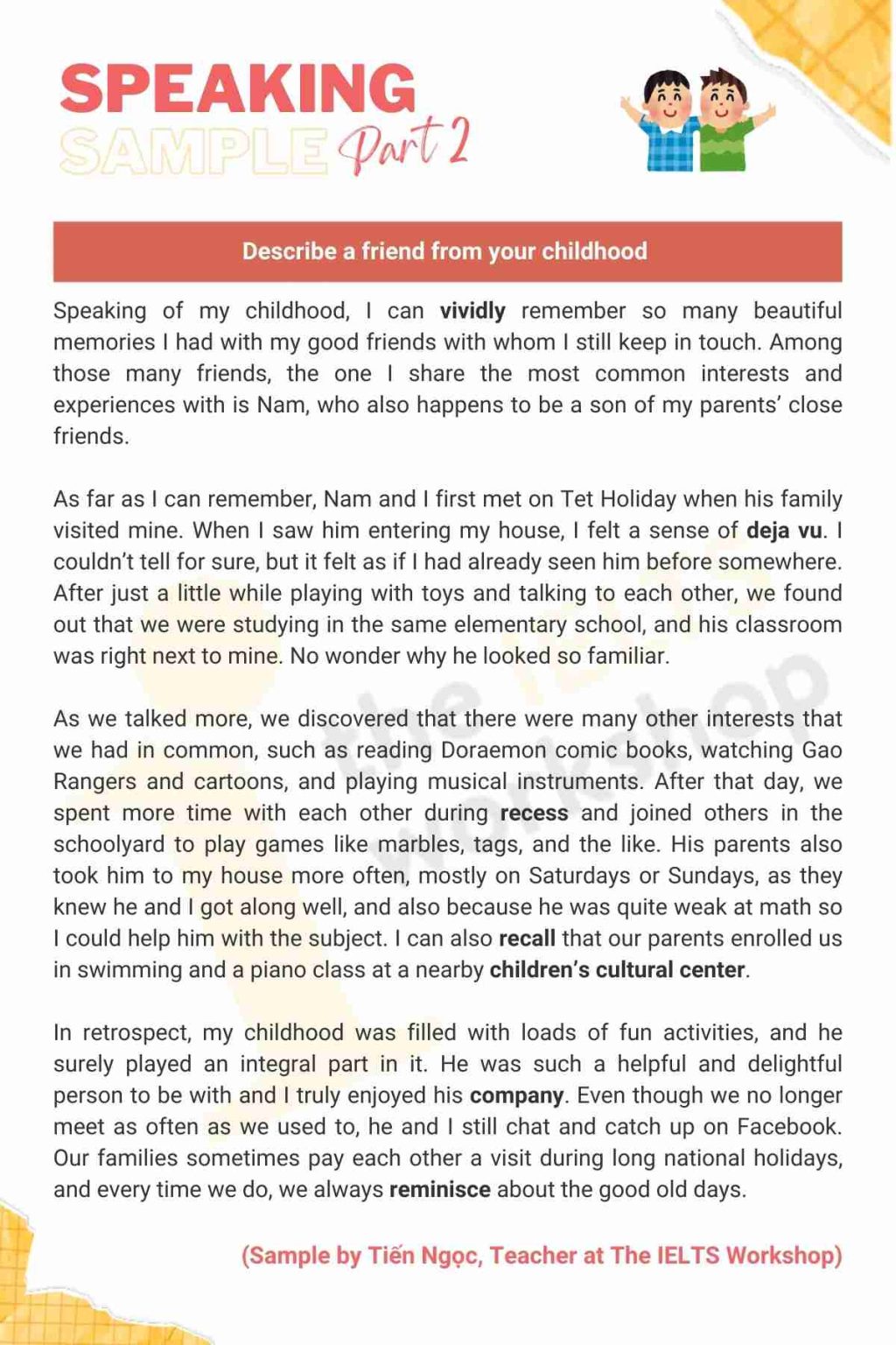 Describe a friend from your childhood | IELTS Speaking Part 2