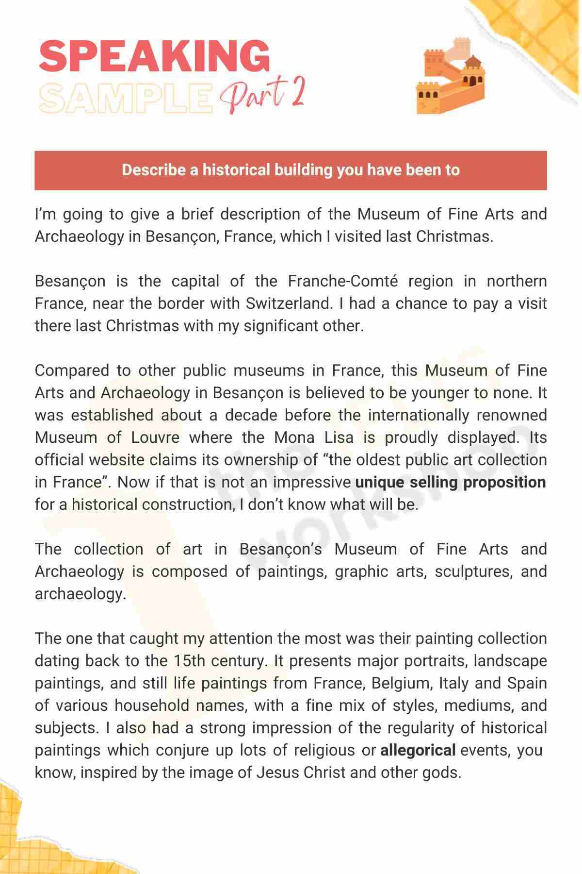 Describe a historical building you have been to | Bài mẫu