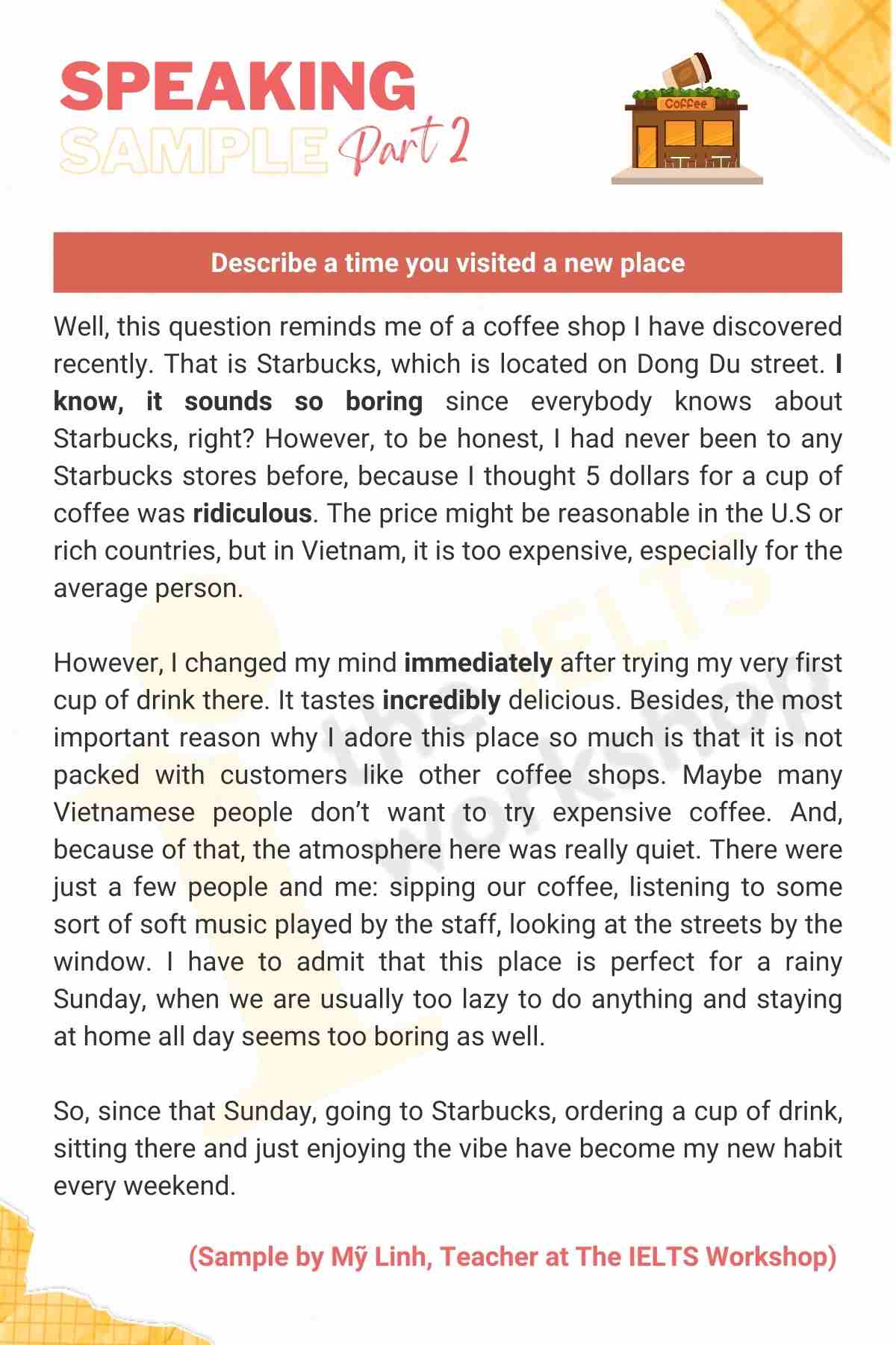 Describe a time you visited a new place: Bài mẫu, từ vựng...