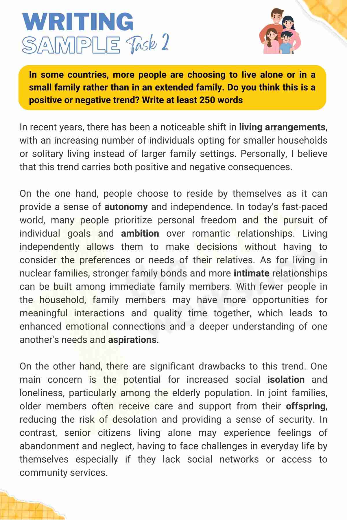 Bài mẫu: Small family and extended family IELTS Writing task 2