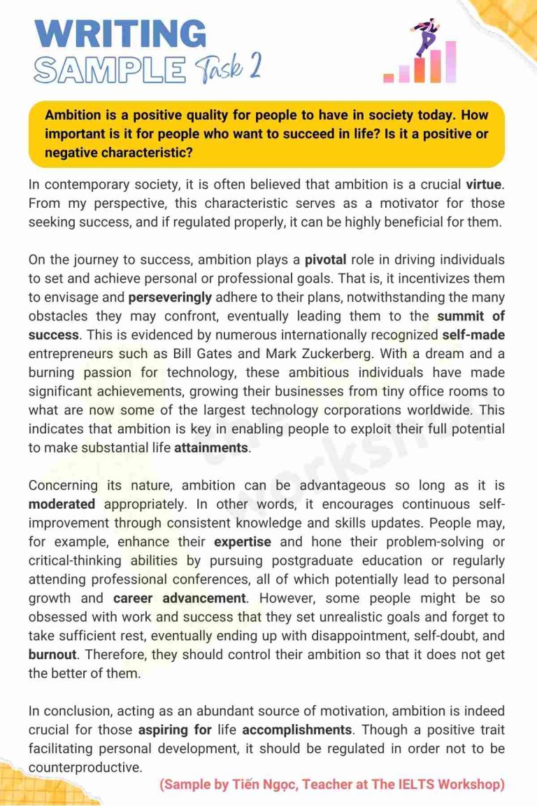 IELTS Writing Task 2: Ambition is a positive quality for people