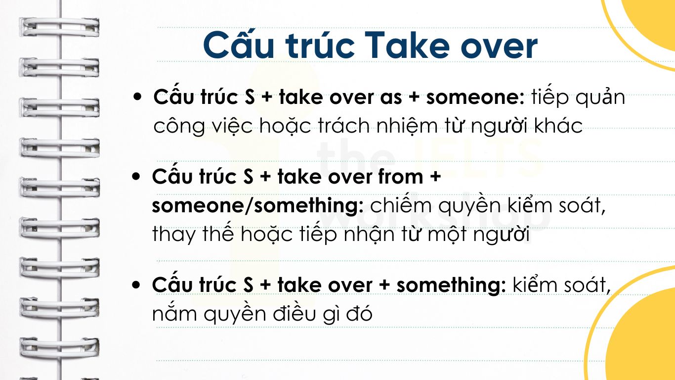 Take over là gì? Cấu trúc Take Over, cách sử dụng và bài tập