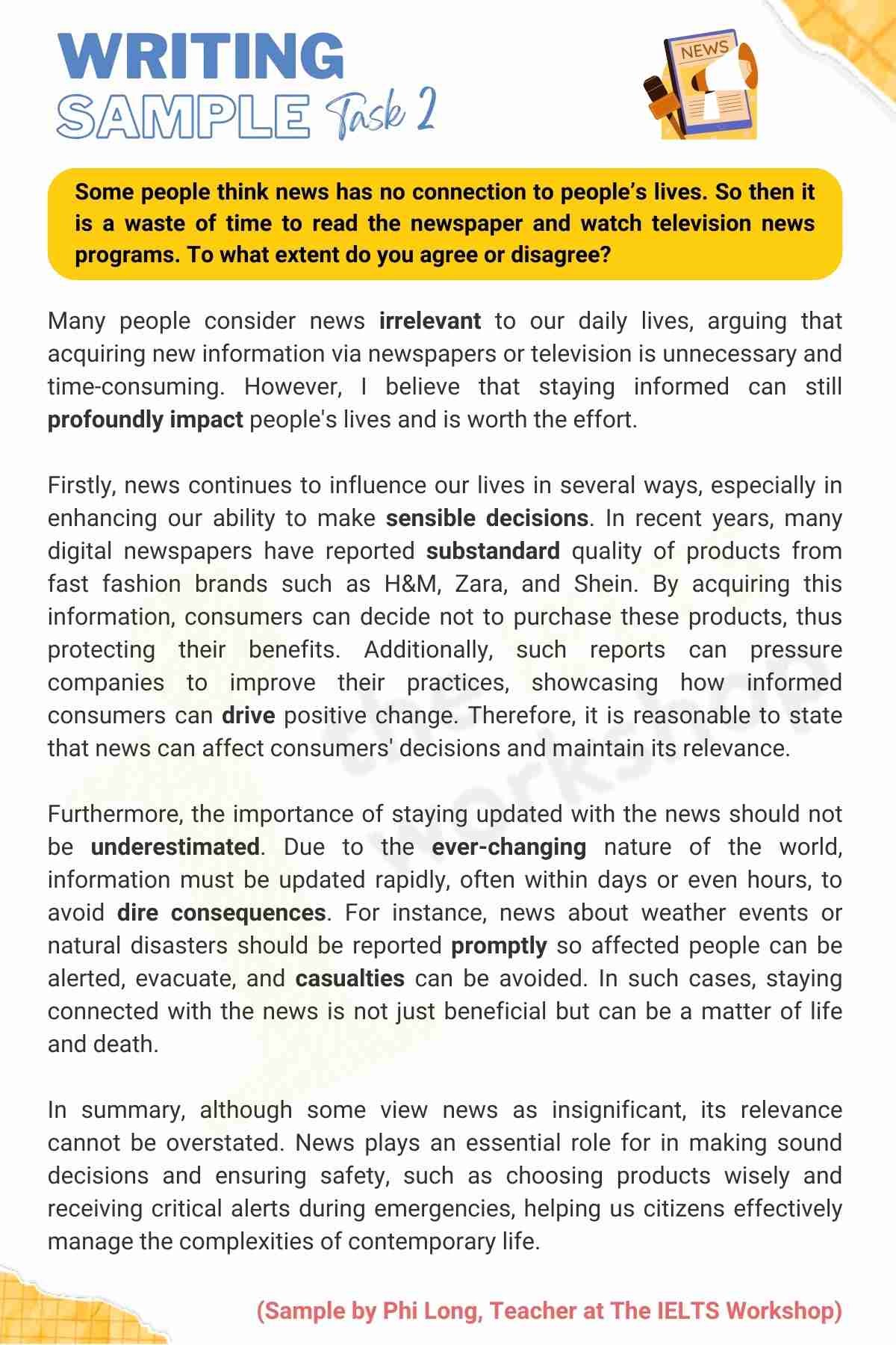 IELTS Writing Task 2: News has no connection to people’s lives