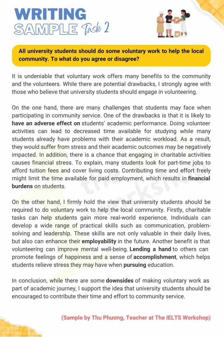 Topic: Voluntary work IELTS Writing Task 2: Bài mẫu, từ vựng