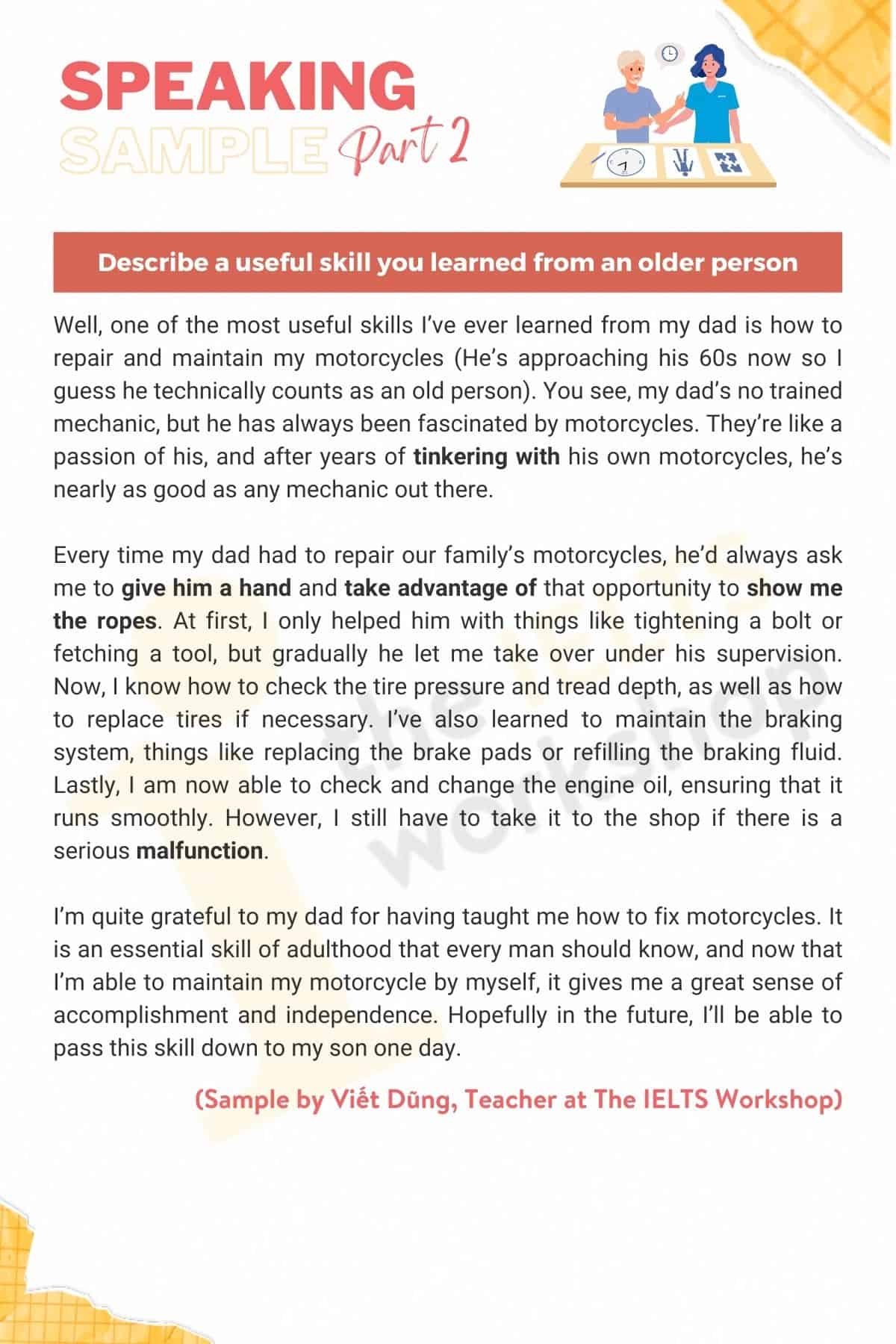 Describe a useful skill you learned from an older person