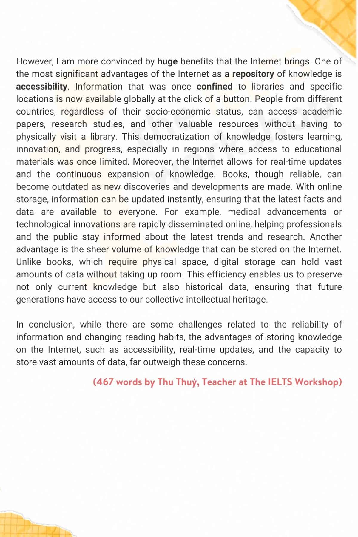Topic: Books and the Internet | Bài mẫu IELTS Writing Task 2