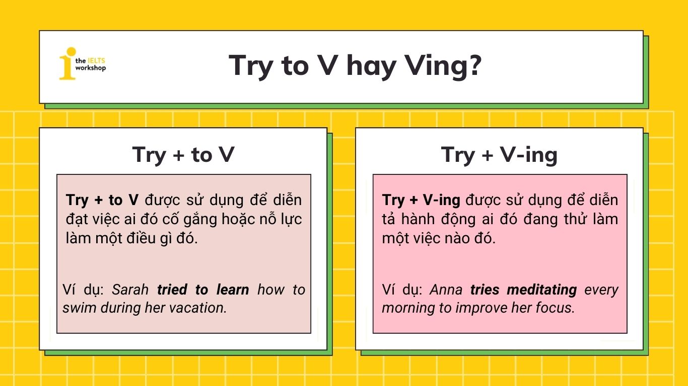 Try to V hay Ving? Các cấu trúc thông dụng với Try