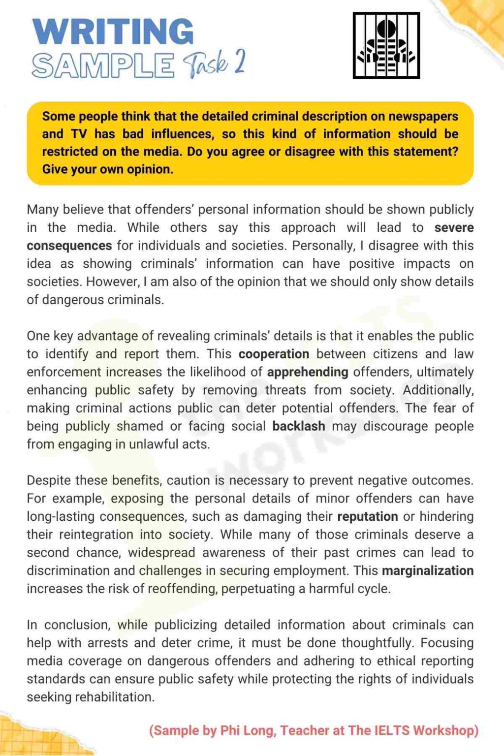 The detailed criminal description on newspapers | IELTS Writing Task 2