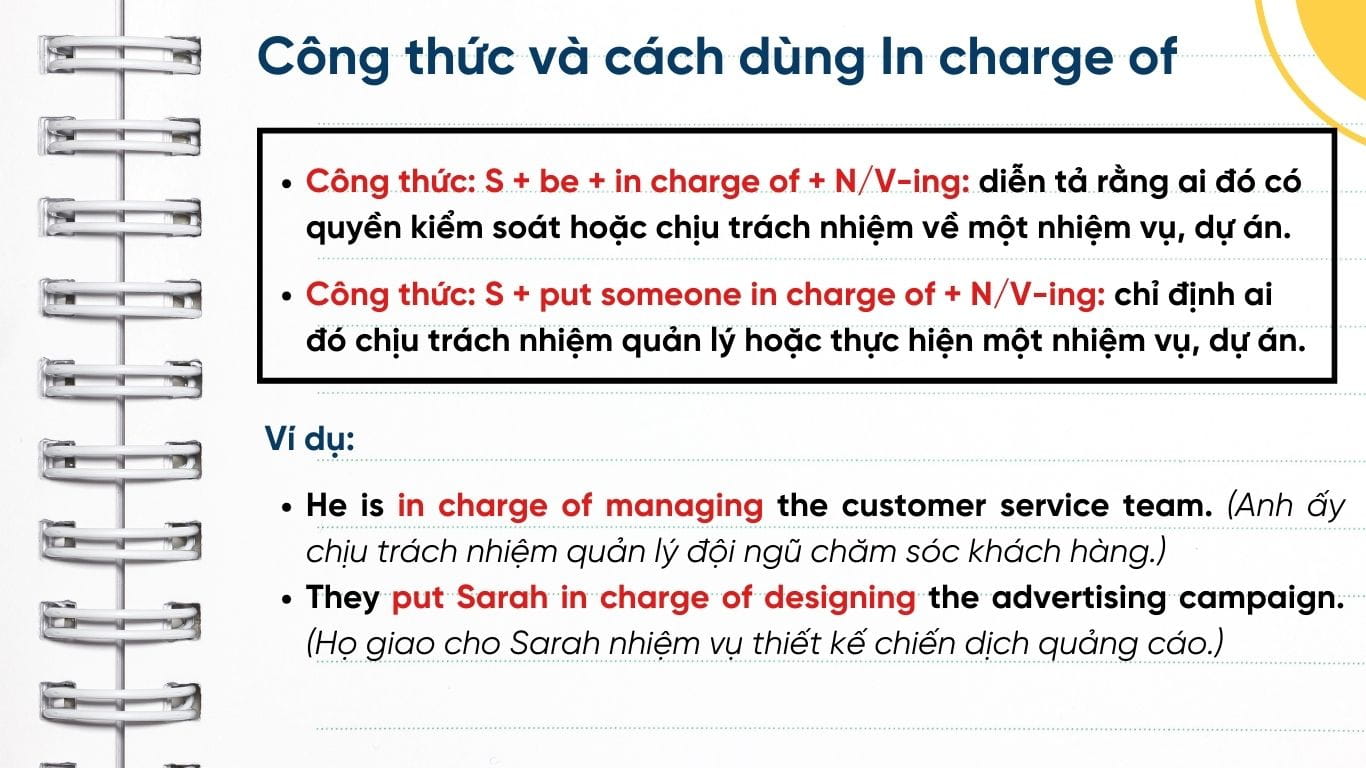 In charge of là gì? Định nghĩa, công thức, ví dụ và bài tập