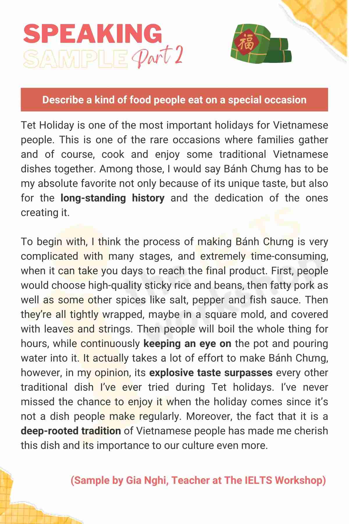 Describe a kind of food people eat on a special occasion