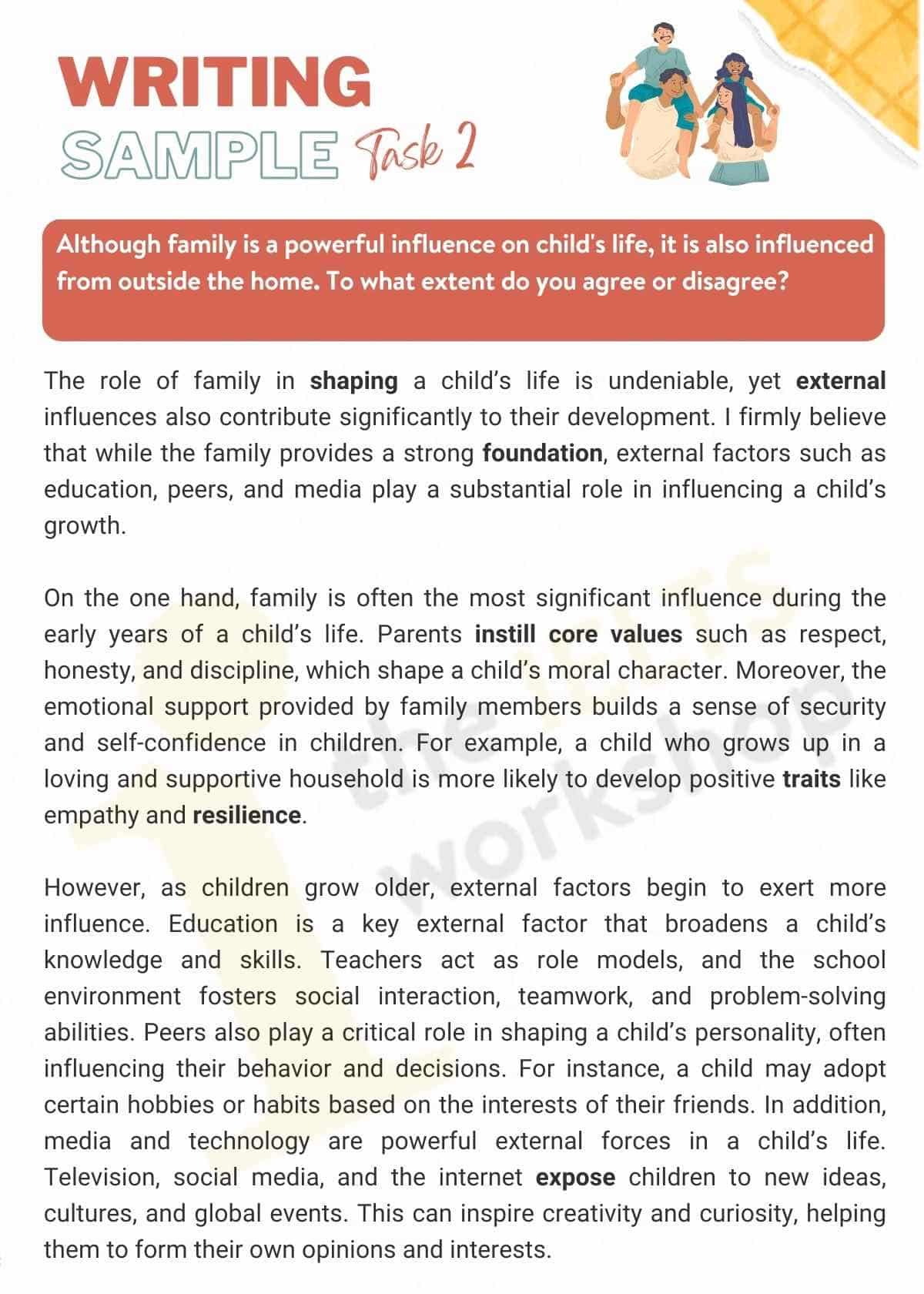 Family child's life IELTS Writing Task 2 | Bài mẫu + Từ vựng